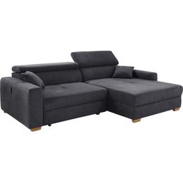 Jockenh&ouml;fer Ecksofa JOCKENH&Ouml;FER GRUPPE "Slider L-Form, B: 277 cm, mit 60 cm elektr. Sitztiefenverstellung", grau (anthrazit 41709), B:279cm T:126cm, Korpus: 100% Polyester;Kissen: 100% Polyester, Sofas, Ecksofa, 140kg Belastbarkeit, USB-Anschluss, Kopfteilverstellung & Zierkissen