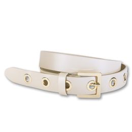 Lederg&uuml;rtel Silbergift "Lederg&uuml;rtel mit eckiger Goldschlie&szlig;e & gro&szlig;en Metall&ouml;sen", Damen, Gr. 100, beige, Rindsleder, G&uuml;rtel Lederg&uuml;rtel