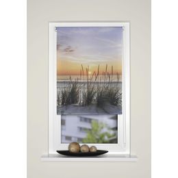 Raffrollo Home Wohnideen "EVENING" Gr. 5, beige (naturfarben), B:90cm H:150cm, Obermaterial: 100% Polyester, Raffrollos, Kettenzugrollo, digital bedruckt