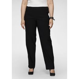 Stoffhose KjBRAND "Sally Bengaline", Damen, Gr. 44, N-Gr, schwarz, Web, Obermaterial: 80% Viskose, 17% Polyamid, 3% Elasthan, unifarben, lang, Hosen Stoffhose, Sommerhose mit Schlupfbund