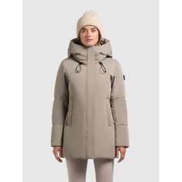 Steppjacke Khujo "ALLAP", Damen, Gr. M (38), greige, Web, Obermaterial: 55% Baumwolle, 45% Polyester. Futter: 100% Nylon. Wattierung: 100% Polyester, unifarben, elastischer Bund, Jacken Steppjacke, aus Baumwolle, Polyester und Nylon, bequeme Passform