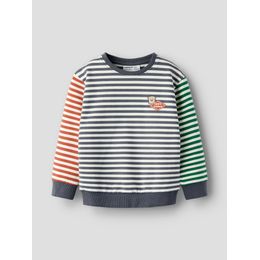Sweatshirt name it "NMMKASTER LS NREG SWEAT UNB", Jungen, Gr. 110, vintage indigo, Sweatware, Obermaterial: 95% Baumwolle, 5% Elasthan, bedruckt, gestreift, regular fit normal, Rundhals, Rippb&uuml;ndchen, Sweatshirts Sweatshirt, Baumwollmischung, regular fit