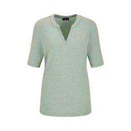 Kurzarmshirt GOLDNER "Kurzgr&ouml;&szlig;e Jerseyshirt mit Blende", Damen, Gr. 19, gr&uuml;n (salbei), Obermaterial: 95% Viskose CV. 5% Elasthan EL., figurumspielend, V-Ausschnitt, Shirts, stretchbequemer Viskosejersey