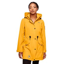 Outdoorjacke Navahoo "Deike", Damen, Gr. L (40), braun (bernsteinfarben), Oberstoff: 50% Polyurethan, 50% Polyester. Futter: 100% Polyester. &Auml;rmelfutter: 100% Polyester, tailliert Po-bedeckend, &Auml;rmel ohne &Auml;rmelschlitz normaler Saum mit Druckknopf, Jacken Outdoorjacke, modischer Damen Outdoor Regenmantel