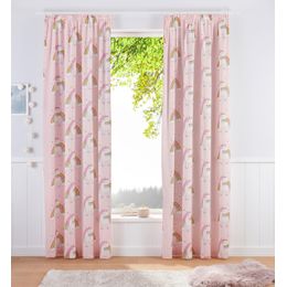 L&uuml;ttenh&uuml;tt Gardine L&Uuml;TTENH&Uuml;TT "EINHORN" Gr. 3, pink, B:135cm H:225cm, Baumwolle, Polyester, Gardinen, Gardine, Kindergardine, bedruckt, halbtransparent, Einh&ouml;rner, Regenbogen