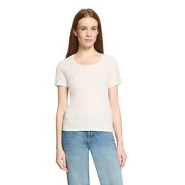 Kurzarmshirt Cartoon "Damen mit Struktur", Damen, Gr. 34, eggnog, Obermaterial: 64% Baumwolle, 34% Polyester, 2% Elasthan, gerade normal, Rundhals, Shirts