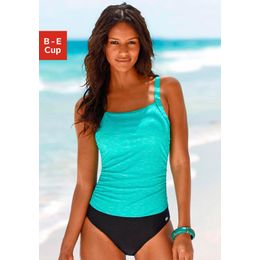 Badeanzug Kangaroos, Damen, Gr. 38, Cup E, gr&uuml;n (t&uuml;rkis, bedruckt), Polyamid, Badeanz&uuml;ge Badeanzug, Shaping-Einsatz vorn, Softcups, Unterbrustgummi, verstellbare Tr&auml;ger, Topseller