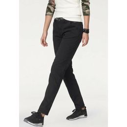 Chinohose Kangaroos, Damen, Gr. 32, N-Gr, schwarz, Web, Obermaterial: 98% Baumwolle, 2% Elasthan, unifarben, gerade, unten schmal lang, Hosen Hose Chinohose, in schmaler Form, mit Kordel zu binden