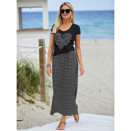 Kurzarmshirt Inspirationen "Shirt", Damen, Gr. 36, schwarz, 95% Baumwolle, 5% Elasthan, gemustert, mehrfarbig, unifarben, Rundhals, Shirts