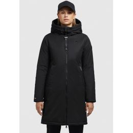Wintermantel Khujo "LISAD", Damen, Gr. XXL (44), schwarz, Web, Obermaterial: 100% Polyester. Futter: 100% Polyamid. F&uuml;llung: 100% Polyester, unifarben, ca. Mitte Oberschenkel, M&auml;ntel Wintermantel, mit Kapuze, hochschlie&szlig;ender Kragen, aus Polyester und Polyamid