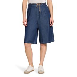 Bermudas Cartoon "Damen mit Bindeg&uuml;rtel", Damen, Gr. 36, Normalgr&ouml;&szlig;en, blau, Obermaterial: 61% Lyocell, 39% Baumwolle, loose fit kurz, Hosen Bermudas
