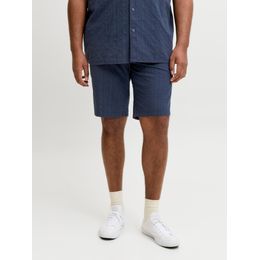 Jack & Jones PlusSize Shorts "JPSTJAIDEN RIVIERA TEXTURE SHORT PLS", Herren, Gr. 42 (4XL), N-Gr, sky captain, Web, Obermaterial: 100% Baumwolle, JACK & JONES PLUSSIZE, unifarben, regular fit kniefrei, Hosen Shorts, mit elastischem Bund