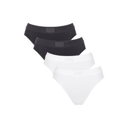 Slip Sloggi "Slip Double Comfort Tai 4P 4er Pack", Damen, Gr. M, bunt (wei&szlig;, schwarz), Obermaterial: 93% Baumwolle CO. 7% Elasthan EL., Unterhosen Slip
