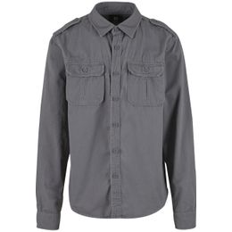 Langarmhemd Brandit "Brandit Herren Vintage Shirt", Herren, Gr. 4XL, US-Gr&ouml;&szlig;en, grau (charcoal grau), 100% Baumwolle, unifarben, normal, Hemden