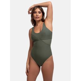 Badeanzug Dorina "Saint Tropez", Damen, Gr. L, N-Gr, gr&uuml;n, Microfaser, Obermaterial: 64% Polyester, 21% Elasthan, 15% Polyamid, unifarben, Badeanz&uuml;ge Badeanzug, Ohne B&uuml;gel, Powermesh, herausnehmbare Polster