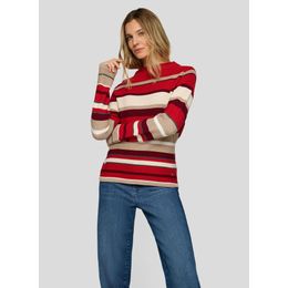 Strickpullover Rabe, Damen, Gr. 38, mohn, Strick, Obermaterial: 50% Baumwolle, 50% Polyacryl, gestreift, tailliert h&uuml;ftbedeckend, Rundhals, Flachstrickb&uuml;ndchen, Pullover Strickpullover, im Streifen-Look