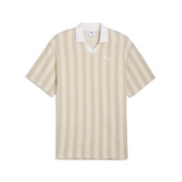 T-Shirt Puma "Puma Class Relaxed Pinnacle Polo Herren", Herren, Gr. L, alpine snow wei&szlig;, Obermaterial: 40% Polyester, 60% Baumwolle. Kragen: 38% Polyester, 4% Elasthan, 58% Baumwolle. Besatz: 60% Baumwolle, 40% Polyester, clean, relaxed fit, Rundhals, Shirts T-Shirt