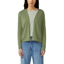 Cardigan s.Oliver, Damen, Gr. 36, gr&uuml;n (khaki), Feinstrick, Obermaterial: 50% Baumwolle, 50% Viskose, unifarben, tailliert h&uuml;ftbedeckend, V-Ausschnitt, Strickjacken, ohne Verschluss und mit V-Ausschnitt
