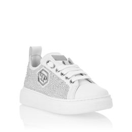 Sneaker Philipp Plein "Hexagon Verziert", Jungen, Gr. 31, Normalschaft, wei&szlig; (0160, wei&szlig;, crystal), Schuhe Sneaker