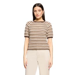 Kurzarmshirt Cartoon "Damen mit Rundhalsausschnitt", Damen, Gr. 34, braun, cream, Obermaterial: 65% Polyester, 35% Baumwolle, regular fit normal, Rundhals, Shirts