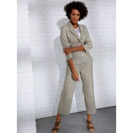 Jackenblazer CREATION L PREMIUM "Leinen-Blazer", Damen, Gr. 44, gr&uuml;n (khaki, wei&szlig;, meliert), 100% Leinen, Blazer