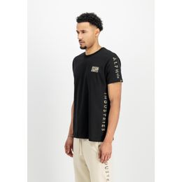 T-Shirt Alpha Industries "Camo Sleeve T-Shirt", Herren, Gr. L, schwarz, Obermaterial: 100% Baumwolle, Shirts T-Shirt