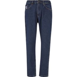Bequeme Jeans Karl Kani "Karl Kani Herren KK Small Signature Tapered Five Pocket Denim", Herren, Gr. 28, Normalgr&ouml;&szlig;en, rinse blau, 100% Baumwolle, unifarben, normal, Jeans