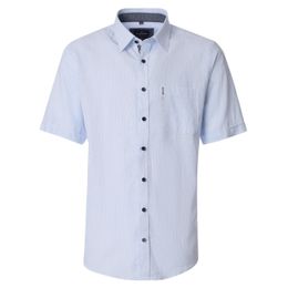 Kurzarmhemd Casamoda "Casamoda Leinenhemd Kurzarm gestreift", Herren, Gr. L, Normalgr&ouml;&szlig;en, blau (hellblau), 55% Leinen, 45% Baumwolle, gestreift, l&auml;ssig geschnitten, Hemden