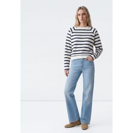 Rundhalspullover Mavi "CREW NECK SWEATSHIRT", Damen, Gr. L, schwarz irish stripe, Stoff, 100% Baumwolle, normal normal, Rundhals, normaler Saum, Pullover Rundhalspullover, Sweatshirt
