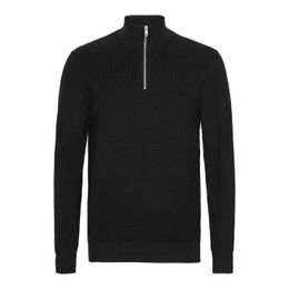 Sweater Clean Cut Copenhagen "Clean Cut Copenhagen Mario Half-Zip Knit", Herren, Gr. M, schwarz, 80% Baumwolle, 20% Nylon, unifarben, Rundhals, Sweatshirts Sweater