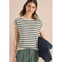 Cecil Damen Pullunderpalm breeze gr&uuml;n, Gr. XL, gestreift, Web, 53% Baumwolle, 37% Viskose, 10% Nylon, Pullover, im Streifendesign