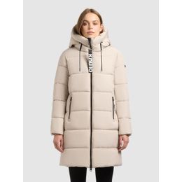 Steppmantel Khujo "MISTHA", Damen, Gr. L (40), soft beige, Web, Obermaterial: 100% Polyester. Futter: 100% Nylon. Wattierung: 100% Polyester, unifarben, Basic ca. Mitte Oberschenkel, M&auml;ntel Steppmantel, aus Kunstfaser, mit Kapuze und Kordelzug