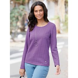 Rundhalsshirt Casual Looks "Shirt", Damen, Gr. 40, lila, 85% Polyester, 10% Viskose, 5% Elasthan, unifarben, Rundhals, Shirts Rundhalsshirt