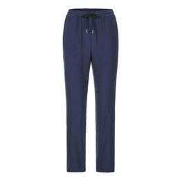 Schlupfhose GOLDNER "Uni Blaue Stoffhose SARA", Damen, Gr. 40, N-Gr, blau (marine), Obermaterial: 100% Viskose CV., Basic, gerade, Hosen Schlupfhose, Kordelzug im B&uuml;mdchen