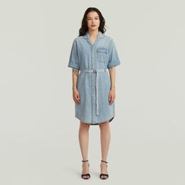 G-Star Raw G-STAR Damen Hemdblusenkleid "Belted Shirt Dress ss wmn"vintage mirage, Gr. M, unifarben, Web, Obermaterial: 100% Baumwolle, Kleider, mit