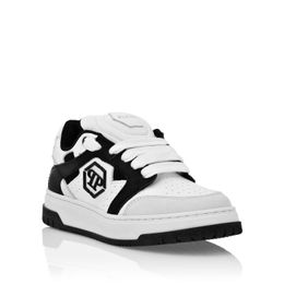 Sneaker Philipp Plein "Lo-Top Turnschuhe", Jungen, Gr. 32, Normalschaft, schwarz-wei&szlig; (0102, wei&szlig;, schwarz), Schuhe Sneaker