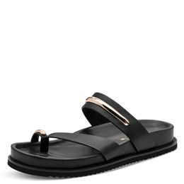 Dianette Tamaris, Damen, Gr. 38, rosa (schwarz), Leder, metallic, Schuhe Dianette, Sommerschuh, Pantolette, Zehentrenner mit Schmuckelementen