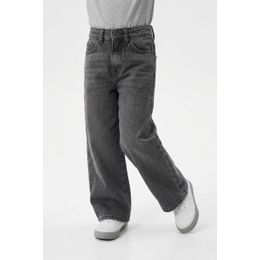 Weite Jeans Tom Tailor, M&auml;dchen, Gr. 158, N-Gr, grau (used mid stone grau denim), Denim/Jeans, Obermaterial: 100% Baumwolle, unifarben, normal, Jeans, im 5-Pocket-Style