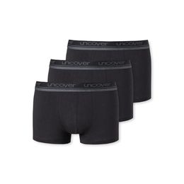 Boxer uncover by Schiesser "Uncover Cotton", Herren, Gr. L, 000, schwarz, Single Jersey, Obermaterial: 95% Baumwolle, 5% Elasthan, k&ouml;rpernah, Unterhosen, Logo-Bund, elastisch, ohne Eingriff, perfekter Sitz