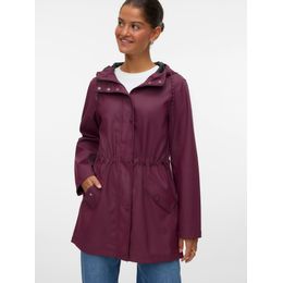 V&eacute;ro Moda Regenjacke VERO MODA "VMMALOU COATED JACKET", Damen, Gr. S, rot (winetasting), Web, Obermaterial: 100% Polyester, unifarben, Po-bedeckend, Jacken Regenjacke, wasserabweisende Beschichtung