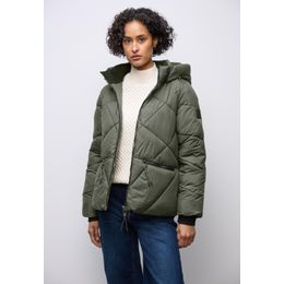 Steppjacke Street One, Damen, Gr. 42, cypress gr&uuml;n, Stoff, Obermaterial: 100% Polyester. Futter: 100% Polyester. F&uuml;llung: 100% Polyester, unifarben, normal normal, ohne Ausschnitt, Rippb&uuml;ndchen, Jacken Steppjacke, mit Kapuze mit Tunnelzugband