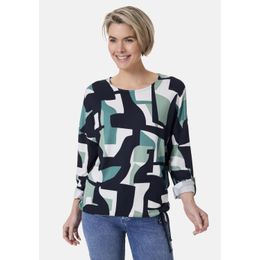 Langarmshirt STOOKER WOMEN "CARLY Langarmshirt Rundhals", Damen, Gr. 44/46, gr&uuml;n (gr&uuml;n abstract aop), Jersey, 96% Polyester, 4% Elasthan, loose fit, Rundhals, Shirts Langarmshirt, Loose Fit Shirt Rundhals Langarm f&uuml;r Damen