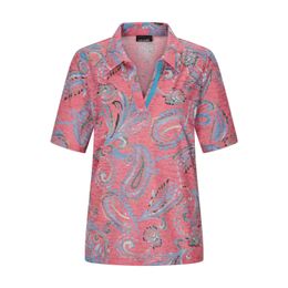 Print-Shirt GOLDNER "Blusenshirt mit Paisley-Muster", Damen, Gr. 38, rot (koralle, gemustert), Obermaterial: 65% Polyester PES. 35% Viskose CV., gerade, Shirts, stretchbequemer Jersey