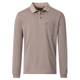 Langarm-Poloshirt Casamoda "Casamoda Polo-Shirt Langarm uni", Herren, Gr. XL, beige (hellbraun), 60% Baumwolle, 40% Polyester, Shirts