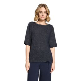 Kurzarmshirt Betty Barclay "Damen mit Struktur", Damen, Gr. 36, dunkelblau, Sweatware, Obermaterial: 91% Baumwolle, 3% Polyester, 3% Polyester, 3% Elasthan, loose fit normal, U-Boot-Ausschnitt, Shirts