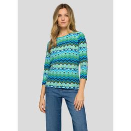 3/4-Arm-Shirt Rabe, Damen, Gr. 44, t&uuml;rkis, Web, Obermaterial: 92% Baumwolle, 8% Elasthan, bedruckt, normal h&uuml;ftbedeckend, Rundhals, Shirts 3/4-Arm-Shirt, mit grafischem Muster