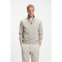 Sweatshirt BOSS Orange "Zetrust", Herren, Gr. M, beige (light beige271), Jersey, Obermaterial: 100% Baumwolle, Basic, regular fit normal, hoch geschlossener Ausschnitt, eingesetzt Rippb&uuml;ndchen, Sweatshirts Sweatshirt, Troyerkragen mit Rei&szlig;verschluss, Regular Fit, BOSS-Label