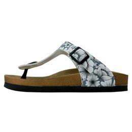 Zehentrenner DOGO "Lila Zehentrenner Life Is Beautiful Damen Sandalen", Damen, Gr. 37, Normalschaft, blau, Lederimitat, Schuhe Zehentrenner, Handgefertigt