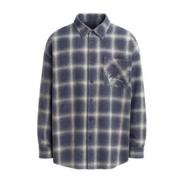 Langarmhemd Karl Kani "Karl Kani Karl Kani Small Signature Distressed Check Overshirt", Herren, Gr. M, US-Gr&ouml;&szlig;en, blau (indigo, light sand), 100% Baumwolle, Hemden
