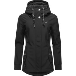 Softshelljacke Ragwear "Monadde Softshell", Damen, Gr. L (40), schwarz, Obermaterial: 97% Polyester, 3% Elasthan. Innenfutter: 100% Polyester, figurumspielend Po-bedeckend, verstellbar ohne B&uuml;ndchen mit Druckknopf, Jacken Softshelljacke, Praktische wasserabweisende Softshell Damenjacke